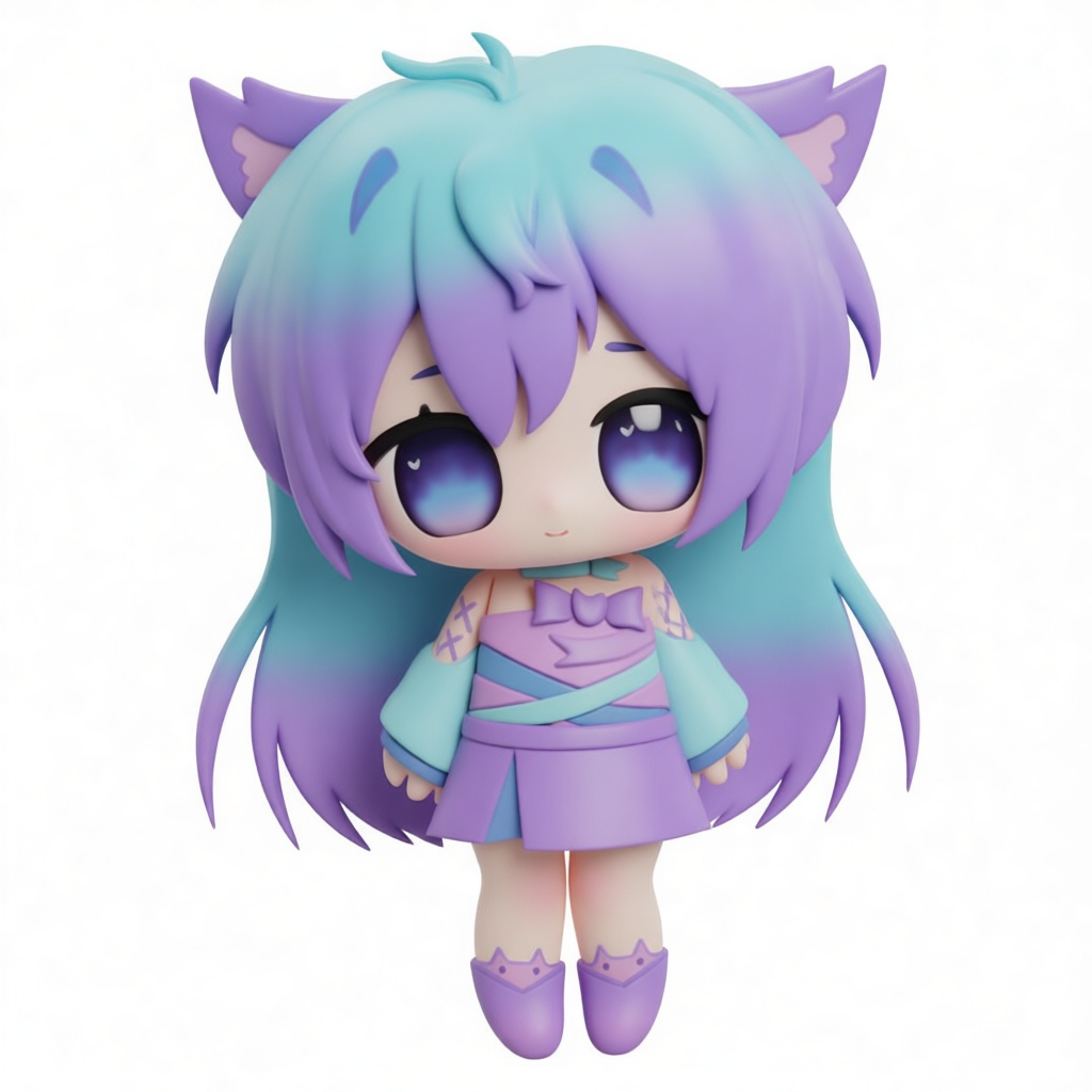 Chibi Neko Girl Figurine STL – Free 3D Print Model | Remeshy