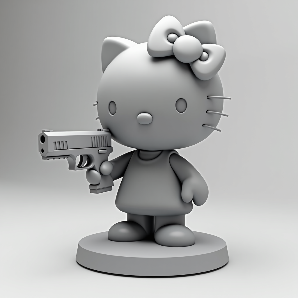 Hello Kitty Gun Pose STL – Free 3D Print Model | Remeshy