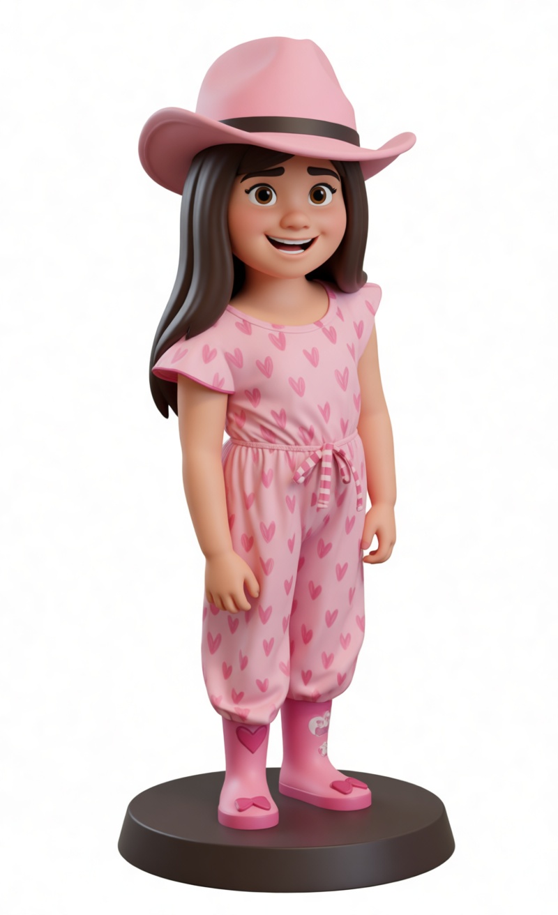 Girl in Pink Cowboy Hat Figurine STL – Free 3D Print Model | Remeshy