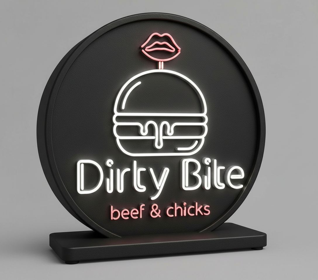 Dirty Bite Neon Sign STL – Free 3D Print Model | Remeshy