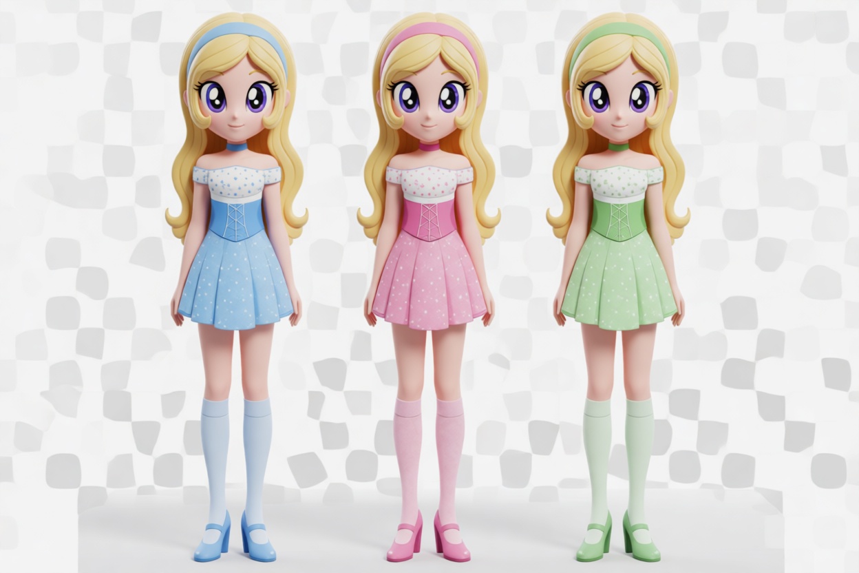 Anime Girl Figurine Trio STL – Free 3D Print Model | Remeshy
