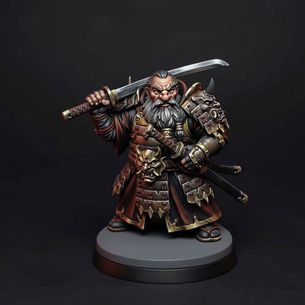 Samurai Dwarf Warrior Figurine STL – Free 3D Print Model | Remeshy