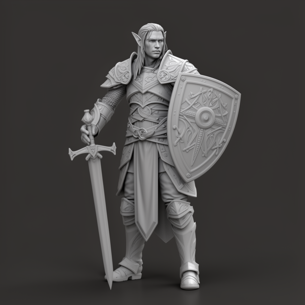 Half Elf Paladin Miniature STL – Free 3D Print Model | Remeshy