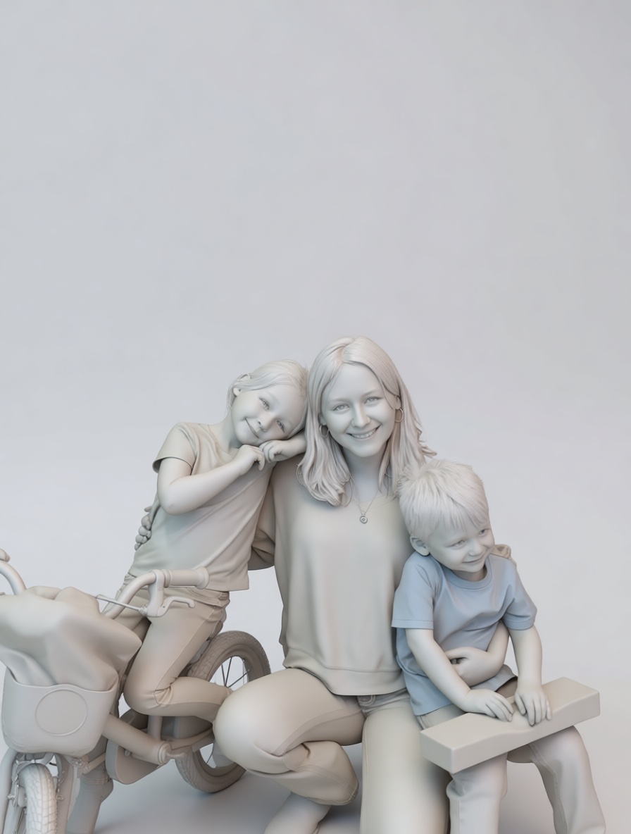 Mother with Two Children Figurine STL – Free 3D Print Model | Remeshy