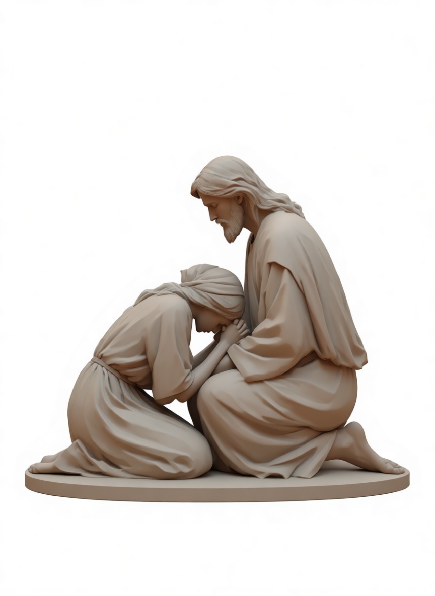 Jesus Embracing Woman Statue STL – Free 3D Print Model | Remeshy