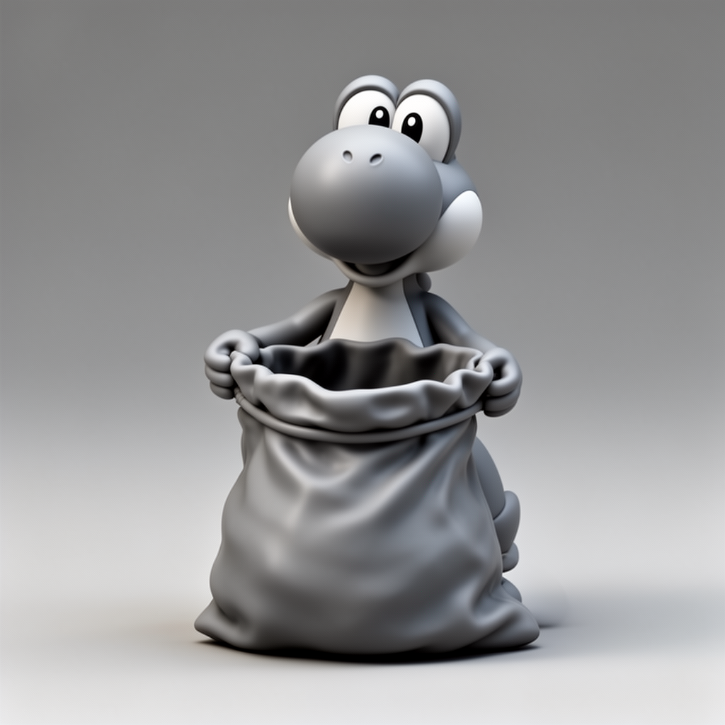 Yoshi Figurine with Sack STL – Free 3D Print Model | Remeshy